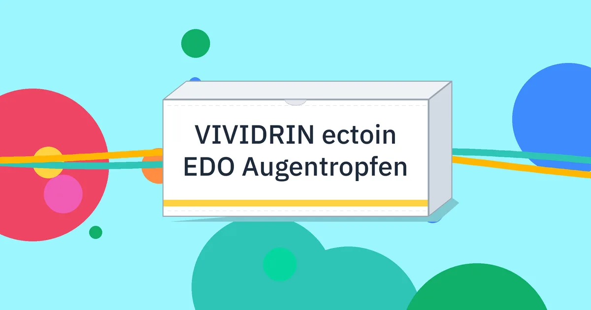 Symbolbild: Packung mit der Aufschrift VIVIDRIN ectoin EDO Augentropfen (PZN 11331415) – Verfügbarkeit und Bezug in Apotheken in Frankfurt am Main