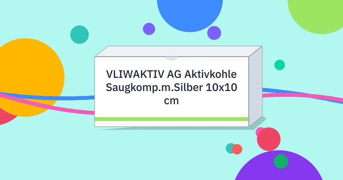 Symbolbild: Packung mit der Aufschrift VLIWAKTIV AG Aktivkohle Saugkomp.m.Silber 10x10 cm (PZN 13582765) – Verfügbarkeit und Bezug in Apotheken in Frankfurt am Main