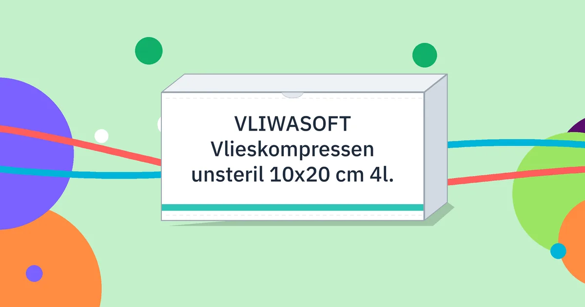 Symbolbild: Packung mit der Aufschrift VLIWASOFT Vlieskompressen unsteril 10x20 cm 4l. (PZN 18003252) – Verfügbarkeit und Bezug in Apotheken in Frankfurt am Main