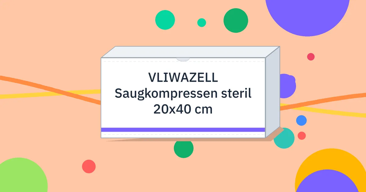 Symbolbild: Packung mit der Aufschrift VLIWAZELL Saugkompressen steril 20x40 cm (PZN 15824296) – Verfügbarkeit und Bezug in Apotheken in Frankfurt am Main