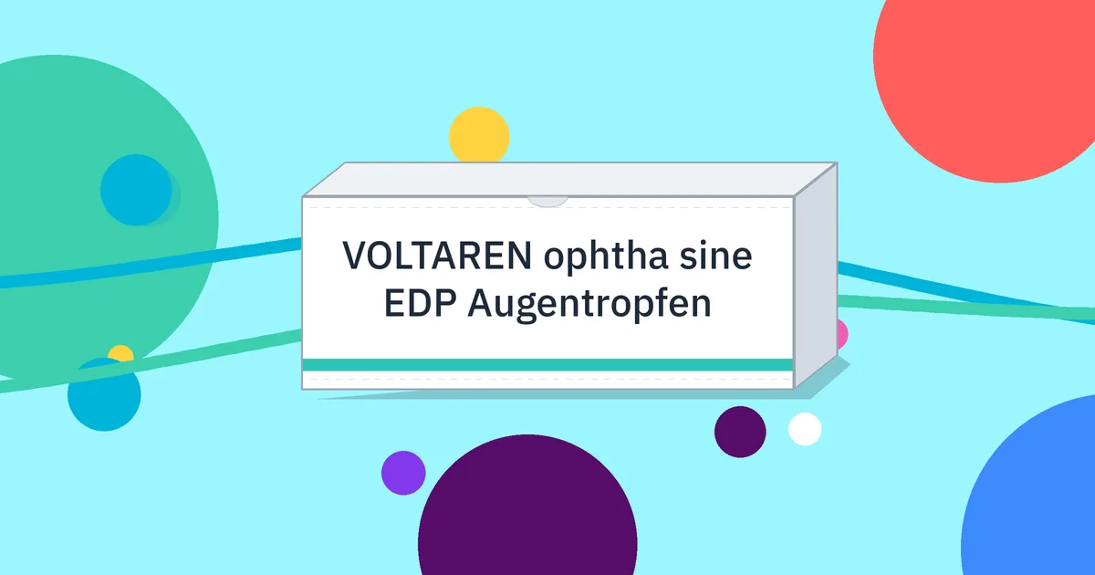 Symbolbild: Packung mit der Aufschrift VOLTAREN ophtha sine EDP Augentropfen (PZN 05388339) – Verfügbarkeit und Bezug in Apotheken in Frankfurt am Main