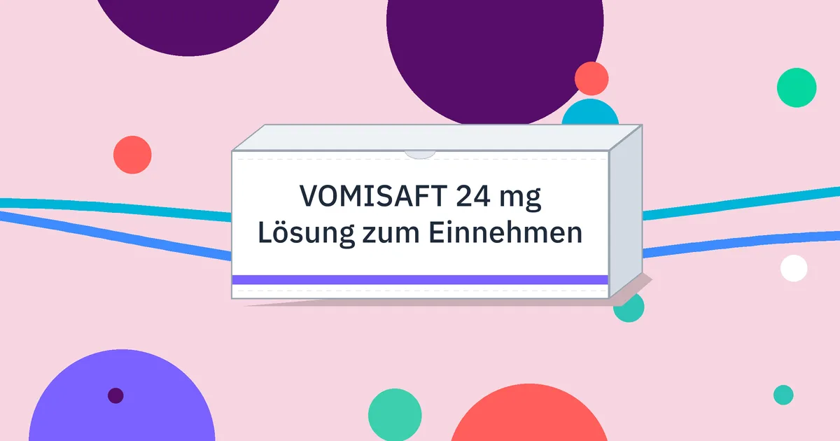 Symbolbild: Packung mit der Aufschrift VOMISAFT 24 mg Lösung zum Einnehmen (PZN 16837680) – Verfügbarkeit und Bezug in Apotheken in Frankfurt am Main