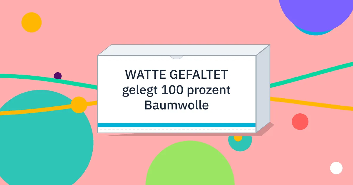 Symbolbild: Packung mit der Aufschrift WATTE GEFALTET gelegt 100 prozent Baumwolle (PZN 18715024) – Verfügbarkeit und Bezug in Apotheken in Frankfurt am Main