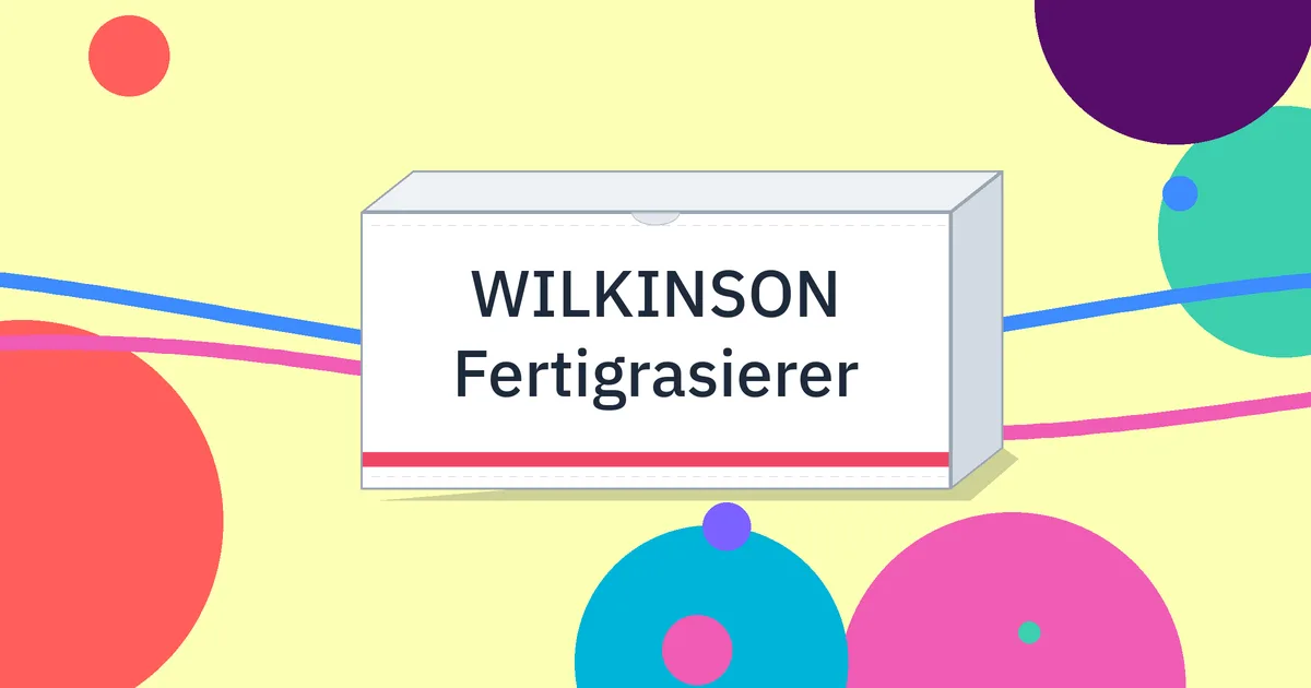 Symbolbild: Packung mit der Aufschrift WILKINSON Fertigrasierer (PZN 02293348) – Verfügbarkeit und Bezug in Apotheken in Frankfurt am Main