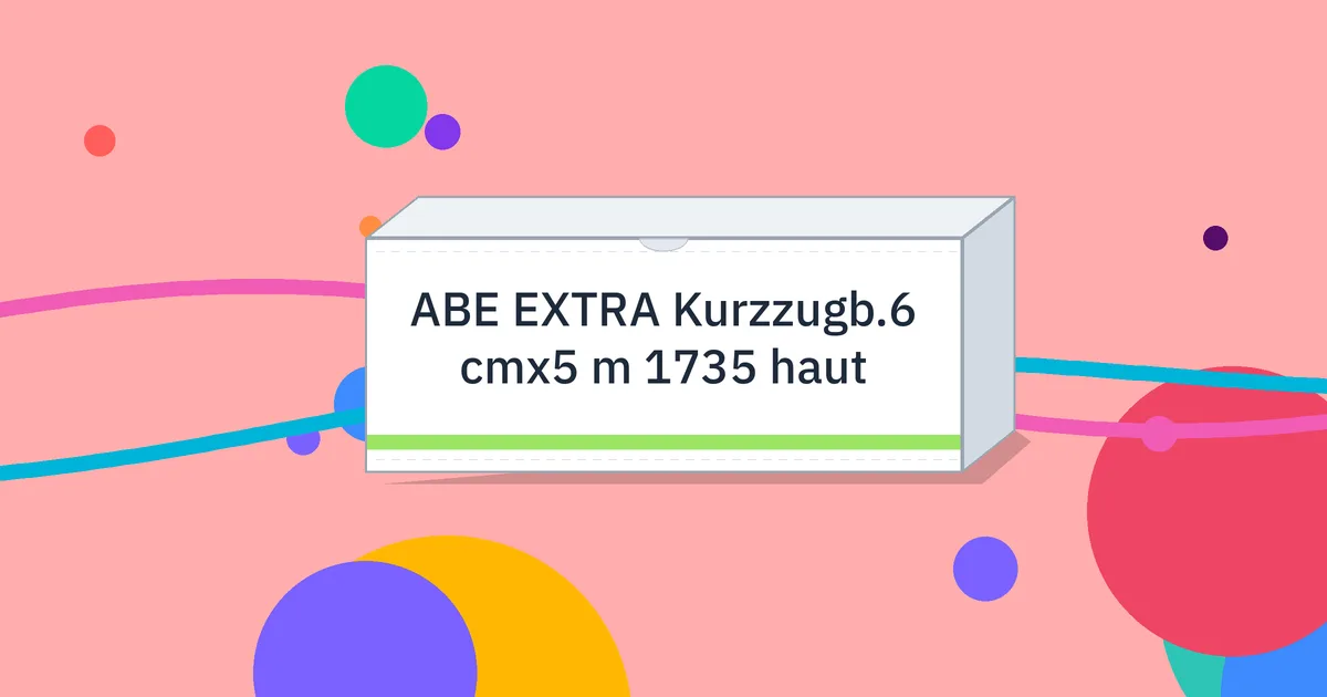 Symbolbild: Packung mit der Aufschrift ABE EXTRA Kurzzugb.6 cmx5 m 1735 haut (PZN 08490759) – Verfügbarkeit und Bezug in Apotheken in Frankfurt am Main