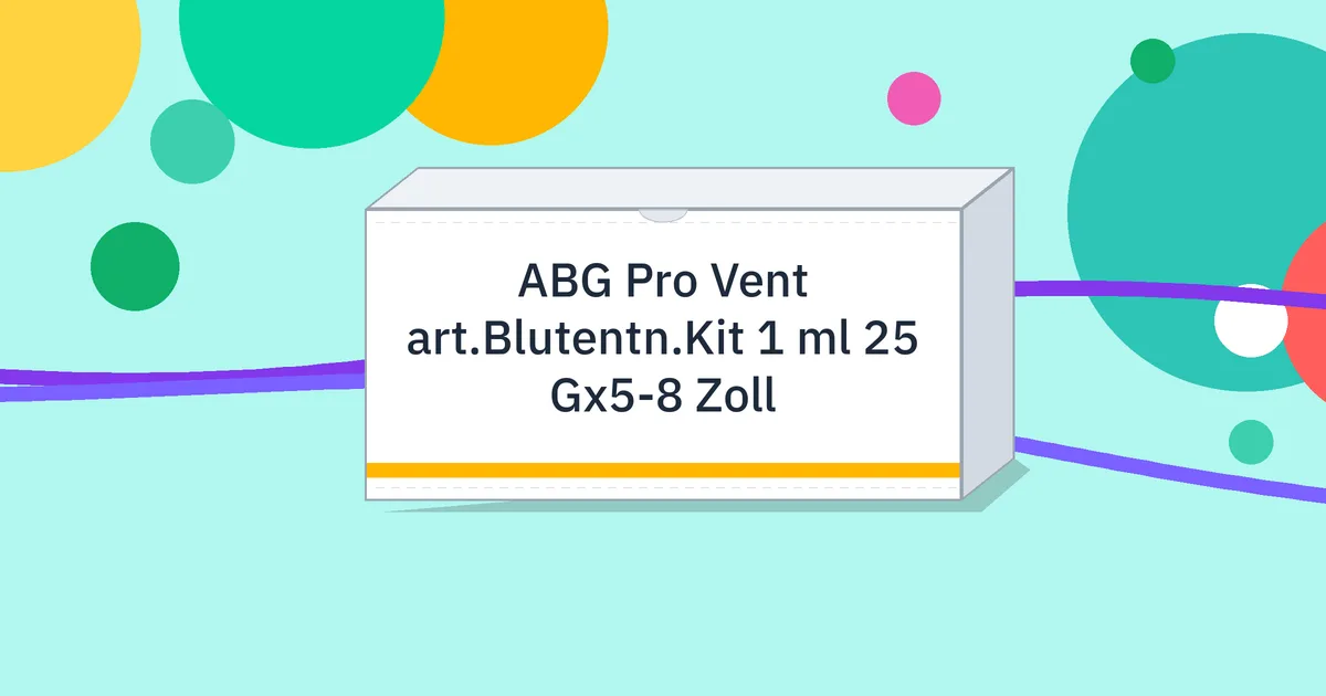 Symbolbild: Packung mit der Aufschrift ABG Pro Vent art.Blutentn.Kit 1 ml 25 Gx5-8 Zoll (PZN 09218232) – Verfügbarkeit und Bezug in Apotheken in Frankfurt am Main