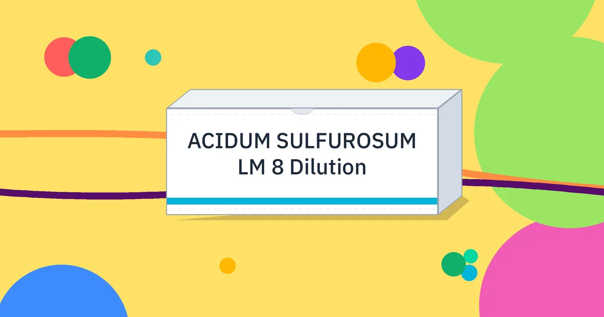 Symbolbild: Packung mit der Aufschrift ACIDUM SULFUROSUM LM 8 Dilution (PZN 13284720) – Verfügbarkeit und Bezug in Apotheken in Frankfurt am Main