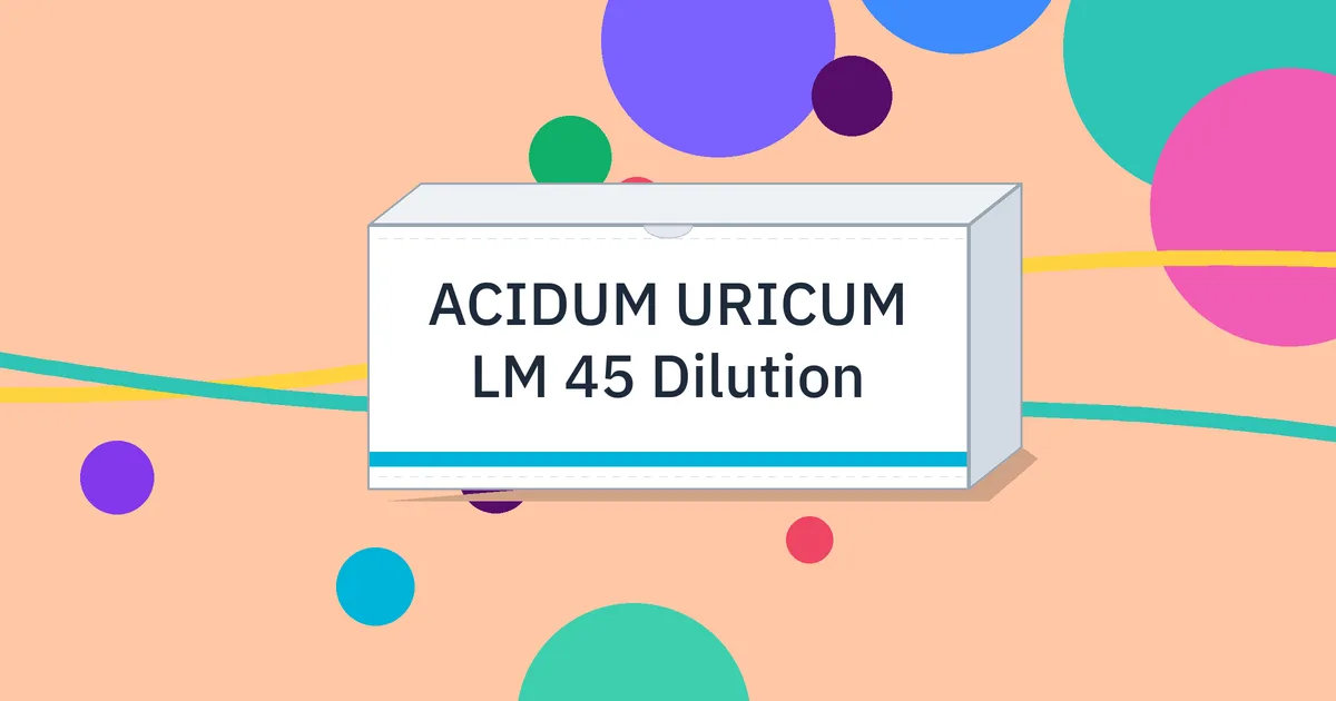 Symbolbild: Packung mit der Aufschrift ACIDUM URICUM LM 45 Dilution (PZN 13289143) – Verfügbarkeit und Bezug in Apotheken in Frankfurt am Main