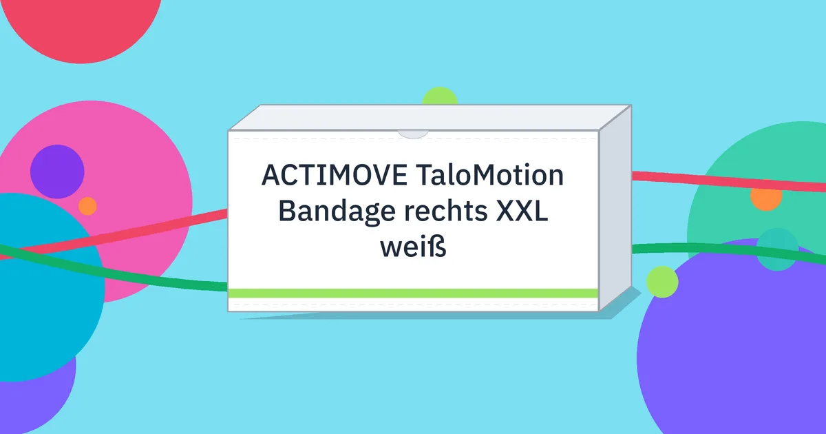Symbolbild: Packung mit der Aufschrift ACTIMOVE TaloMotion Bandage rechts XXL weiß (PZN 17948884) – Verfügbarkeit und Bezug in Apotheken in Frankfurt am Main