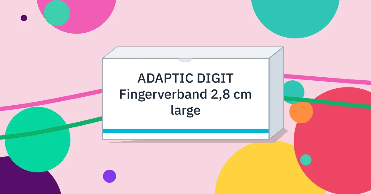 Symbolbild: Packung mit der Aufschrift ADAPTIC DIGIT Fingerverband 2,8 cm large (PZN 13984050) – Verfügbarkeit und Bezug in Apotheken in Frankfurt am Main