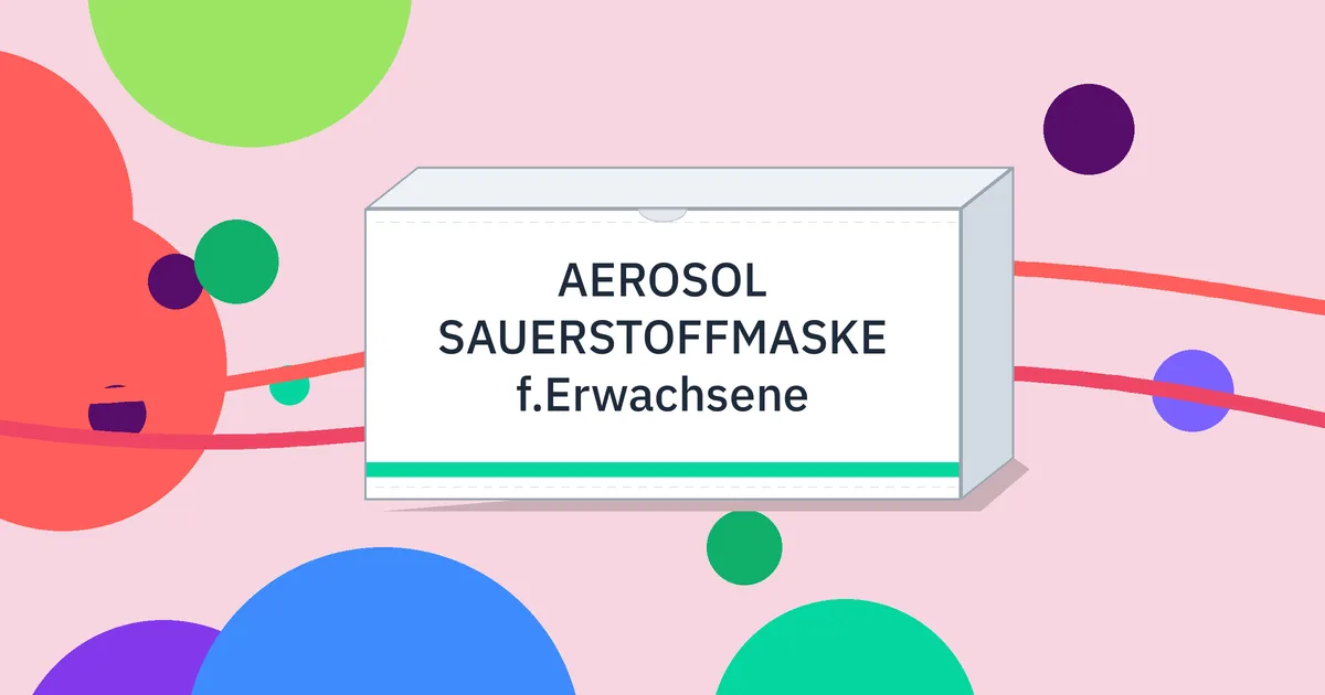 Symbolbild: Packung mit der Aufschrift AEROSOL SAUERSTOFFMASKE f.Erwachsene (PZN 05352301) – Verfügbarkeit und Bezug in Apotheken in Frankfurt am Main
