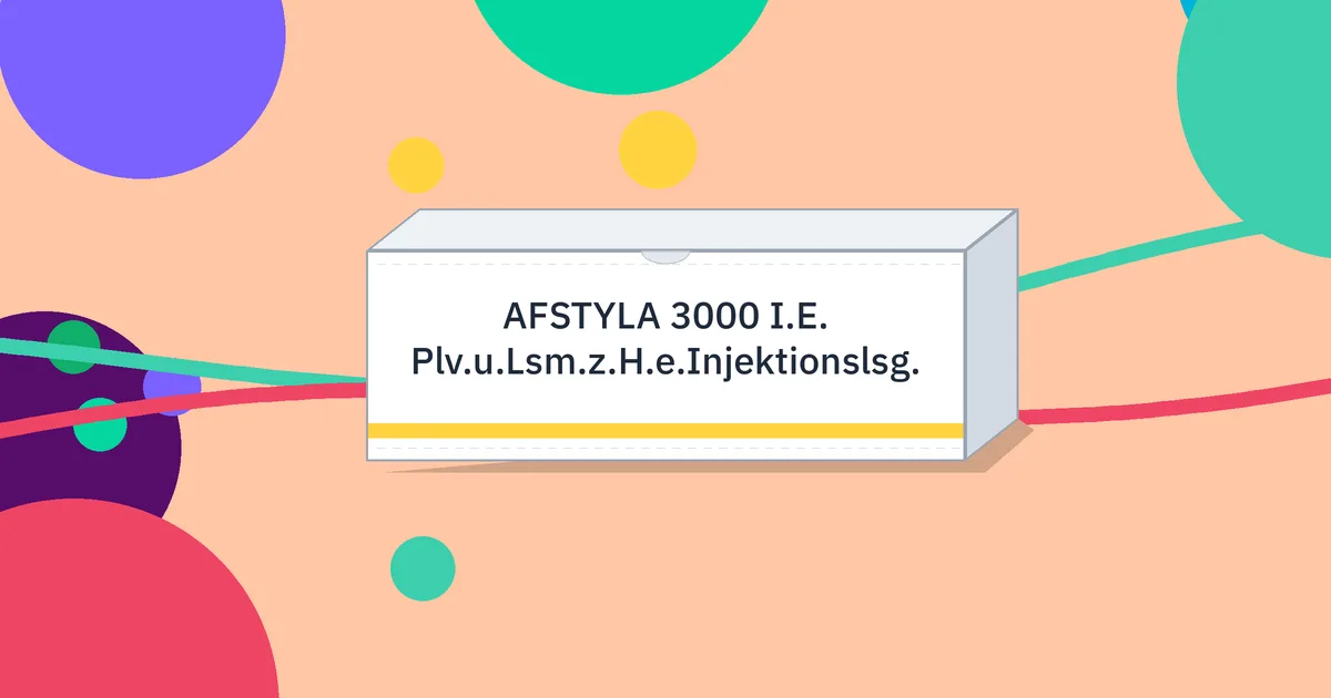 Symbolbild: Packung mit der Aufschrift AFSTYLA 3000 I.E. Plv.u.Lsm.z.H.e.Injektionslsg. (PZN 17107529) – Verfügbarkeit und Bezug in Apotheken in Frankfurt am Main