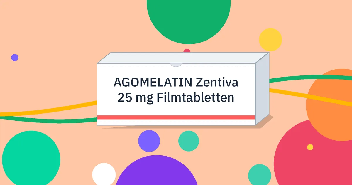 Symbolbild: Packung mit der Aufschrift AGOMELATIN Zentiva 25 mg Filmtabletten (PZN 14212591) – Verfügbarkeit und Bezug in Apotheken in Frankfurt am Main