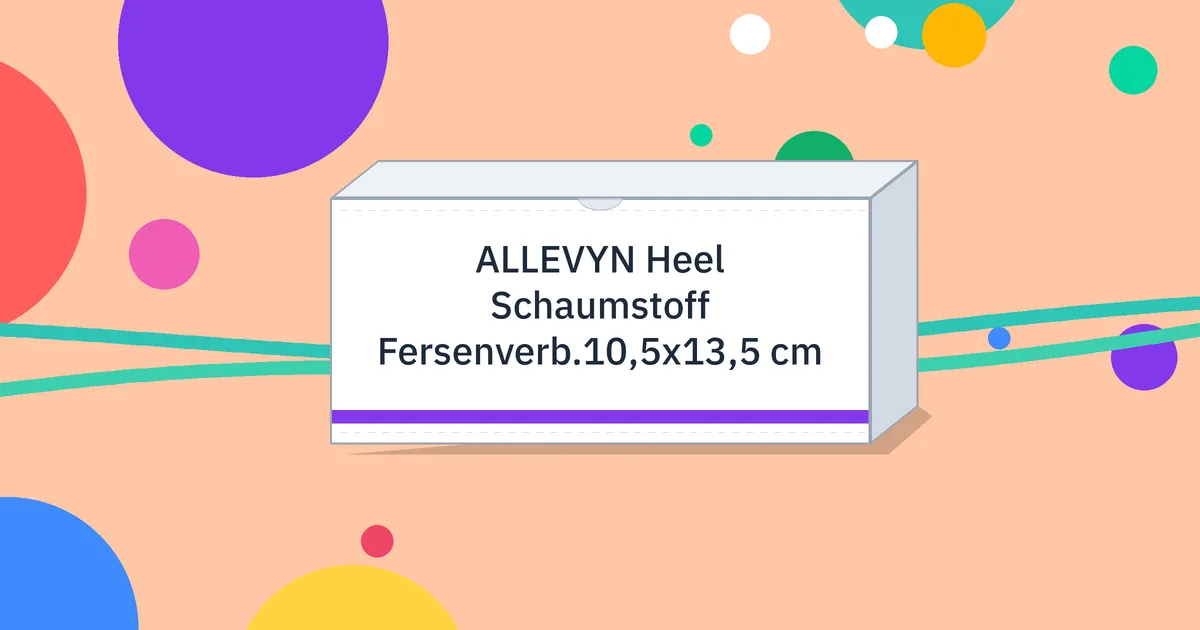 Symbolbild: Packung mit der Aufschrift ALLEVYN Heel Schaumstoff Fersenverb.10,5x13,5 cm (PZN 19698173) – Verfügbarkeit und Bezug in Apotheken in Frankfurt am Main