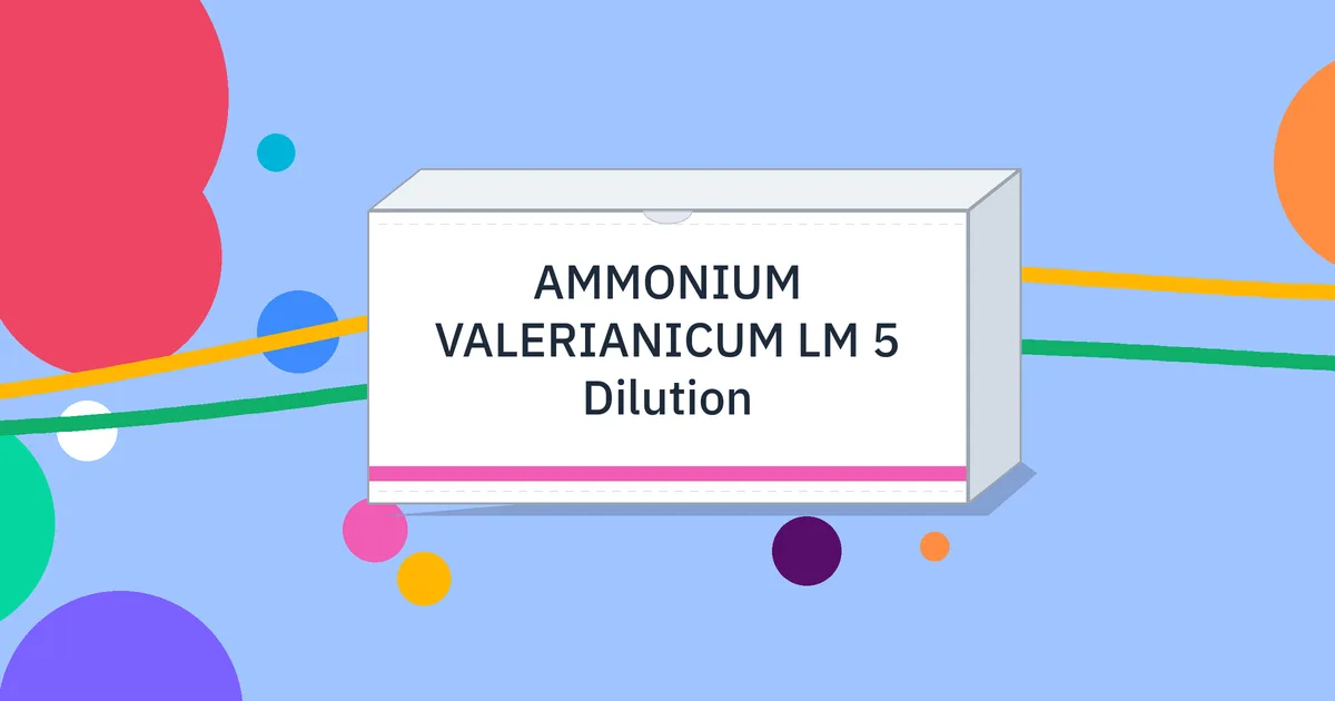 Symbolbild: Packung mit der Aufschrift AMMONIUM VALERIANICUM LM 5 Dilution (PZN 13323590) – Verfügbarkeit und Bezug in Apotheken in Frankfurt am Main