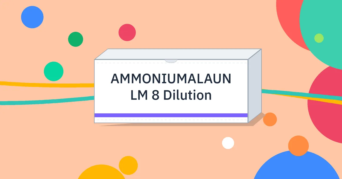 Symbolbild: Packung mit der Aufschrift AMMONIUMALAUN LM 8 Dilution (PZN 13324589) – Verfügbarkeit und Bezug in Apotheken in Frankfurt am Main