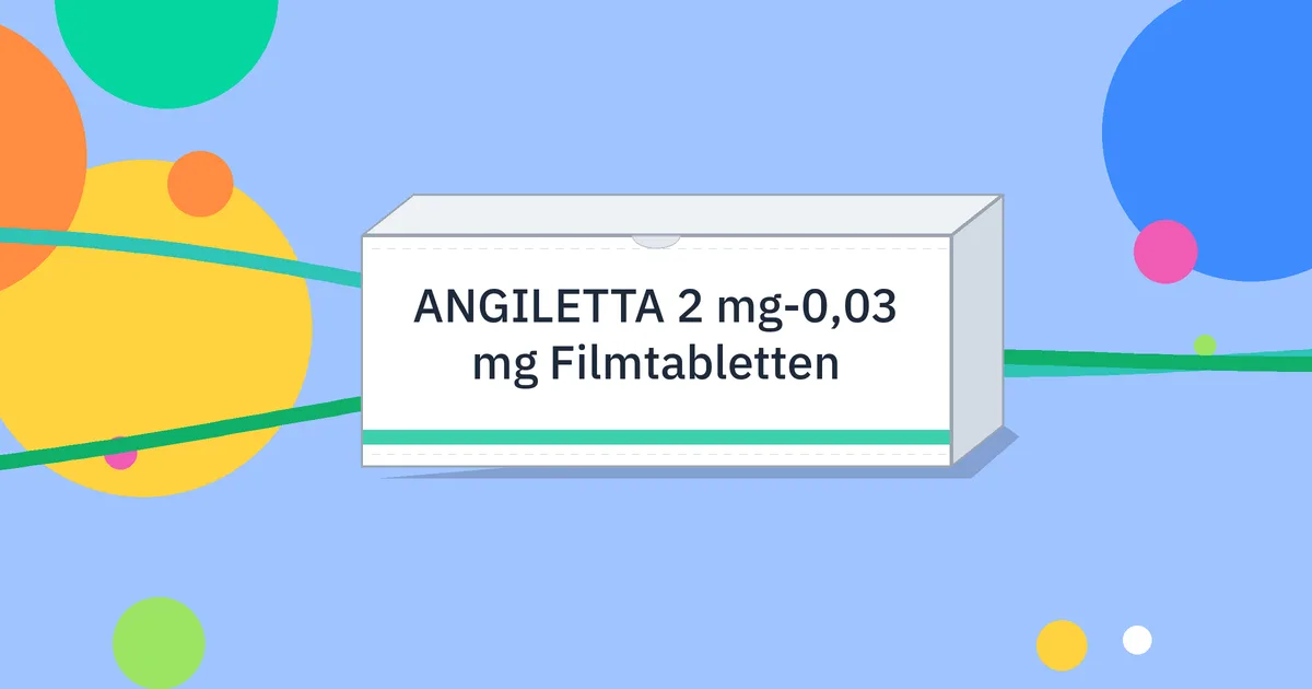 Symbolbild: Packung mit der Aufschrift ANGILETTA 2 mg-0,03 mg Filmtabletten (PZN 09758514) – Verfügbarkeit und Bezug in Apotheken in Frankfurt am Main