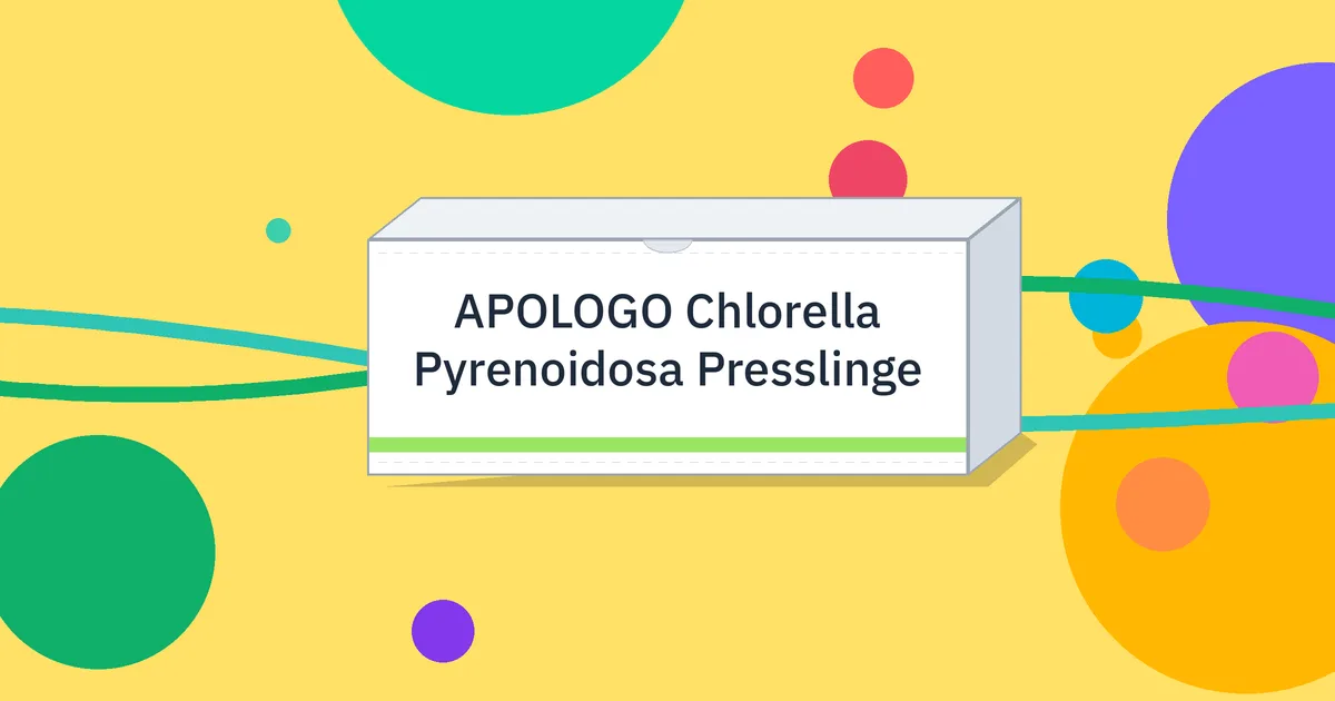 Symbolbild: Packung mit der Aufschrift APOLOGO Chlorella Pyrenoidosa Presslinge (PZN 09674757) – Verfügbarkeit und Bezug in Apotheken in Frankfurt am Main