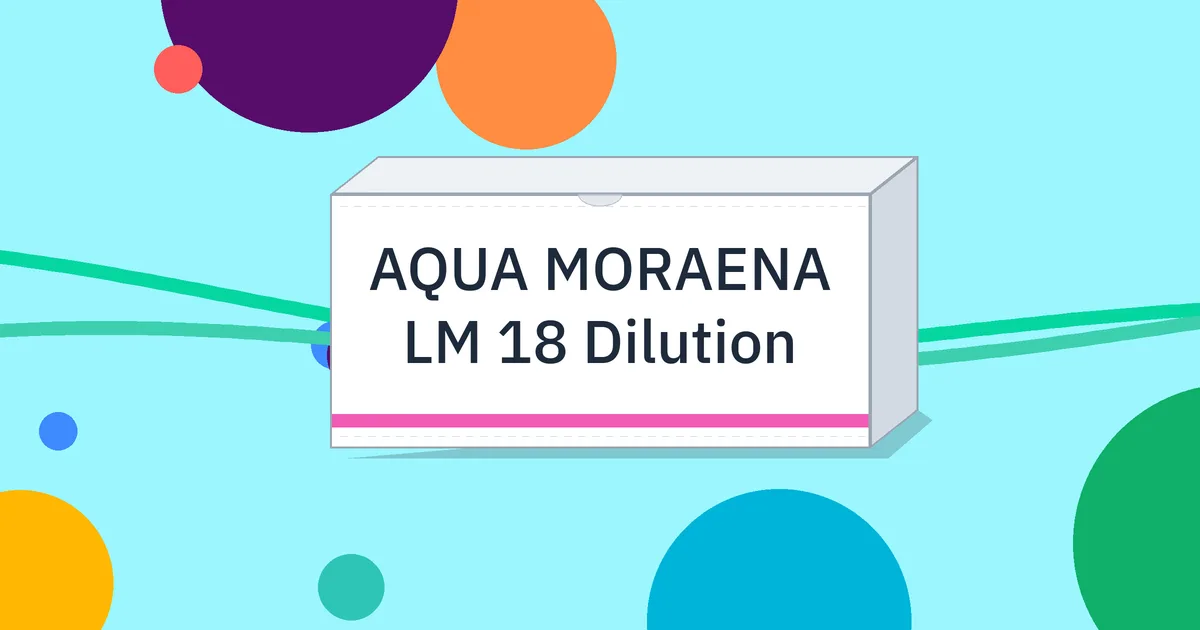 Symbolbild: Packung mit der Aufschrift AQUA MORAENA LM 18 Dilution (PZN 13755438) – Verfügbarkeit und Bezug in Apotheken in Frankfurt am Main