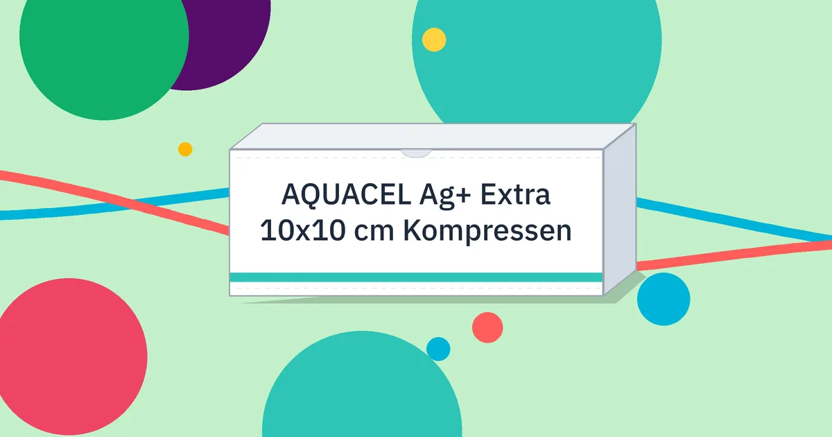 Symbolbild: Packung mit der Aufschrift AQUACEL Ag+ Extra 10x10 cm Kompressen (PZN 12494131) – Verfügbarkeit und Bezug in Apotheken in Frankfurt am Main