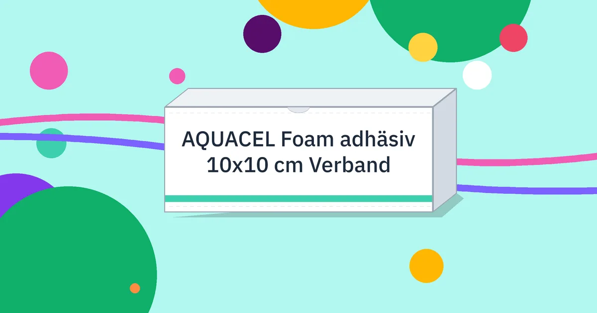 Symbolbild: Packung mit der Aufschrift AQUACEL Foam adhäsiv 10x10 cm Verband (PZN 15889545) – Verfügbarkeit und Bezug in Apotheken in Frankfurt am Main