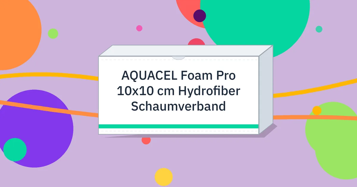 Symbolbild: Packung mit der Aufschrift AQUACEL Foam Pro 10x10 cm Hydrofiber Schaumverband (PZN 18303729) – Verfügbarkeit und Bezug in Apotheken in Frankfurt am Main