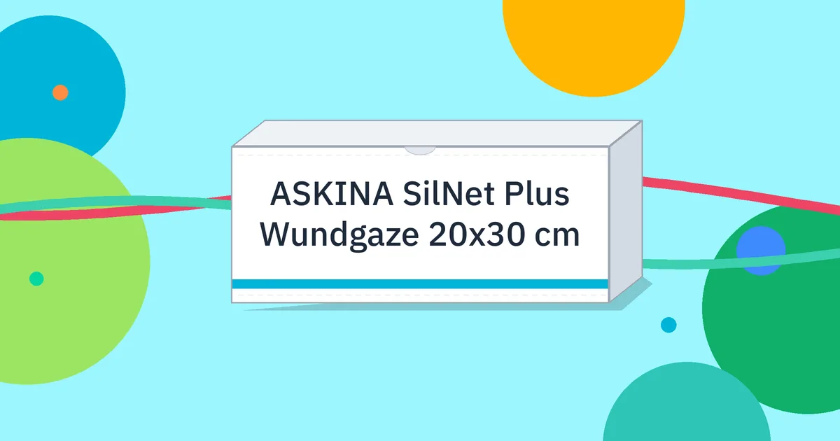 Symbolbild: Packung mit der Aufschrift ASKINA SilNet Plus Wundgaze 20x30 cm (PZN 18823328) – Verfügbarkeit und Bezug in Apotheken in Frankfurt am Main
