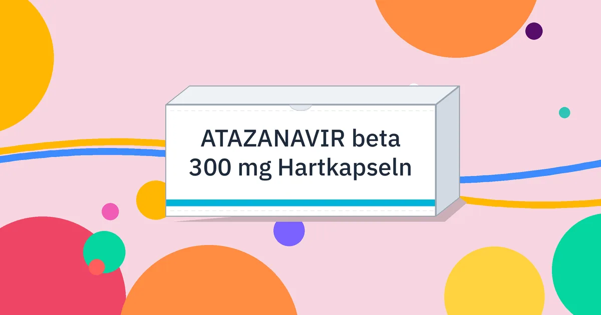 Symbolbild: Packung mit der Aufschrift ATAZANAVIR beta 300 mg Hartkapseln (PZN 14331002) – Verfügbarkeit und Bezug in Apotheken in Frankfurt am Main
