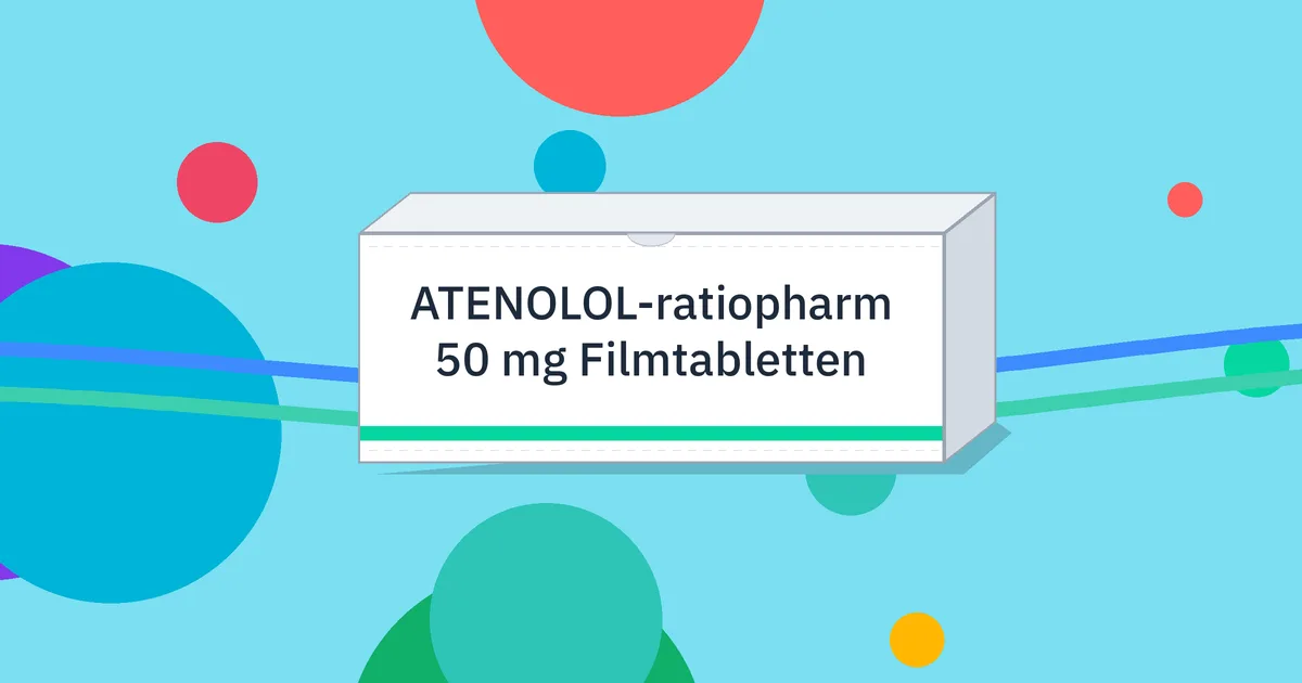 Symbolbild: Packung mit der Aufschrift ATENOLOL-ratiopharm 50 mg Filmtabletten (PZN 03339408) – Verfügbarkeit und Bezug in Apotheken in Frankfurt am Main