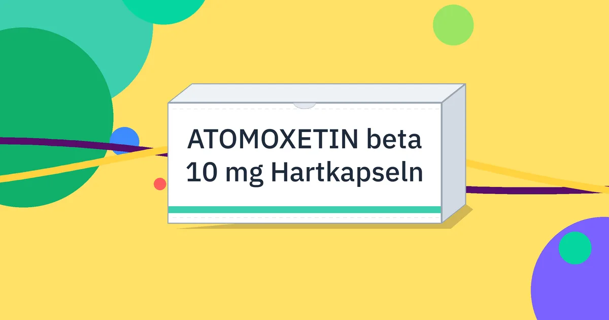 Symbolbild: Packung mit der Aufschrift ATOMOXETIN beta 10 mg Hartkapseln (PZN 14243982) – Verfügbarkeit und Bezug in Apotheken in Frankfurt am Main