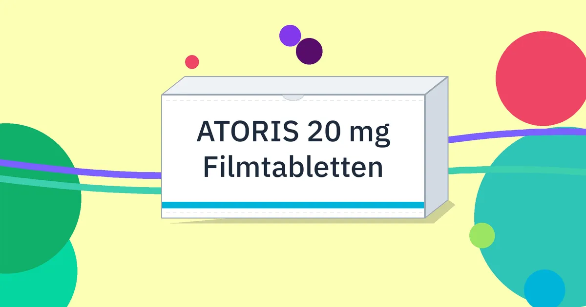 Symbolbild: Packung mit der Aufschrift ATORIS 20 mg Filmtabletten (PZN 09633712) – Verfügbarkeit und Bezug in Apotheken in Frankfurt am Main