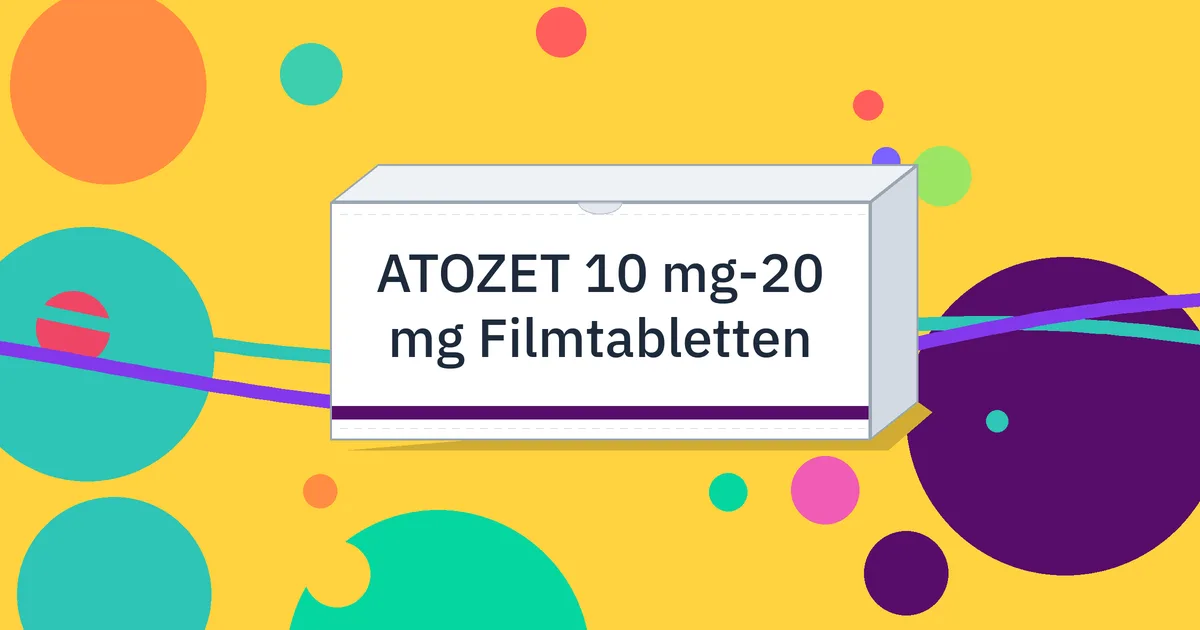 Symbolbild: Packung mit der Aufschrift ATOZET 10 mg-20 mg Filmtabletten (PZN 15424220) – Verfügbarkeit und Bezug in Apotheken in Frankfurt am Main