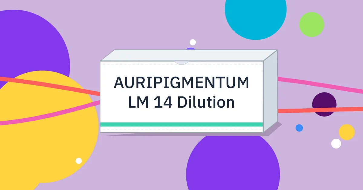Symbolbild: Packung mit der Aufschrift AURIPIGMENTUM LM 14 Dilution (PZN 12782976) – Verfügbarkeit und Bezug in Apotheken in Frankfurt am Main