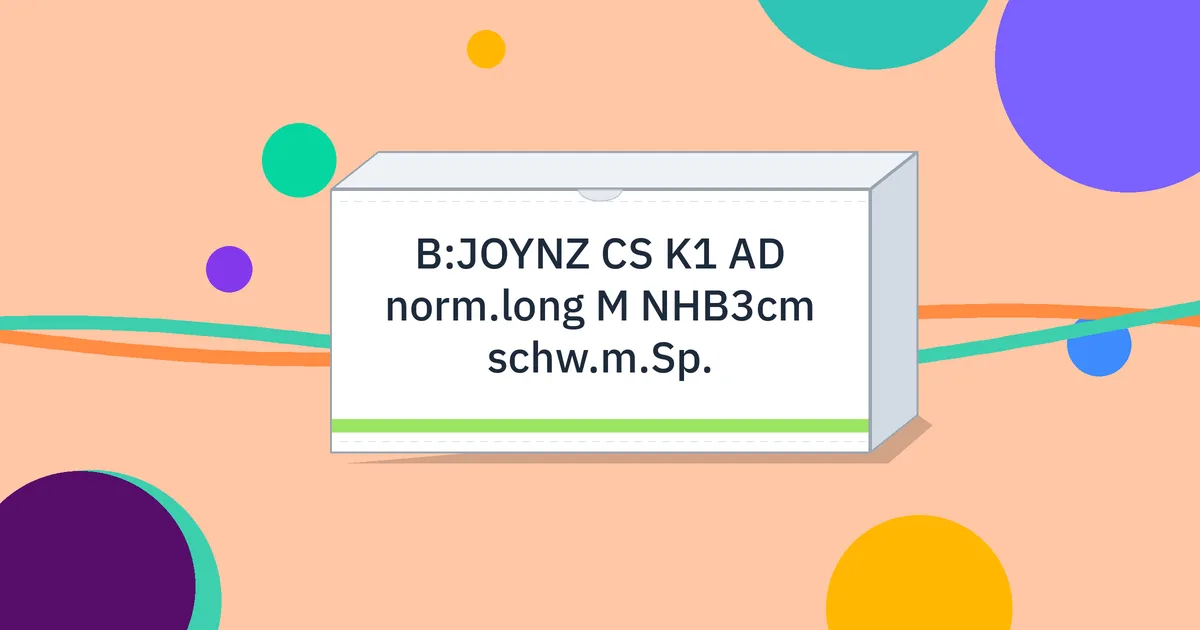 Symbolbild: Packung mit der Aufschrift B:JOYNZ CS K1 AD norm.long M NHB3cm schw.m.Sp. (PZN 20529205) – Verfügbarkeit und Bezug in Apotheken in Frankfurt am Main