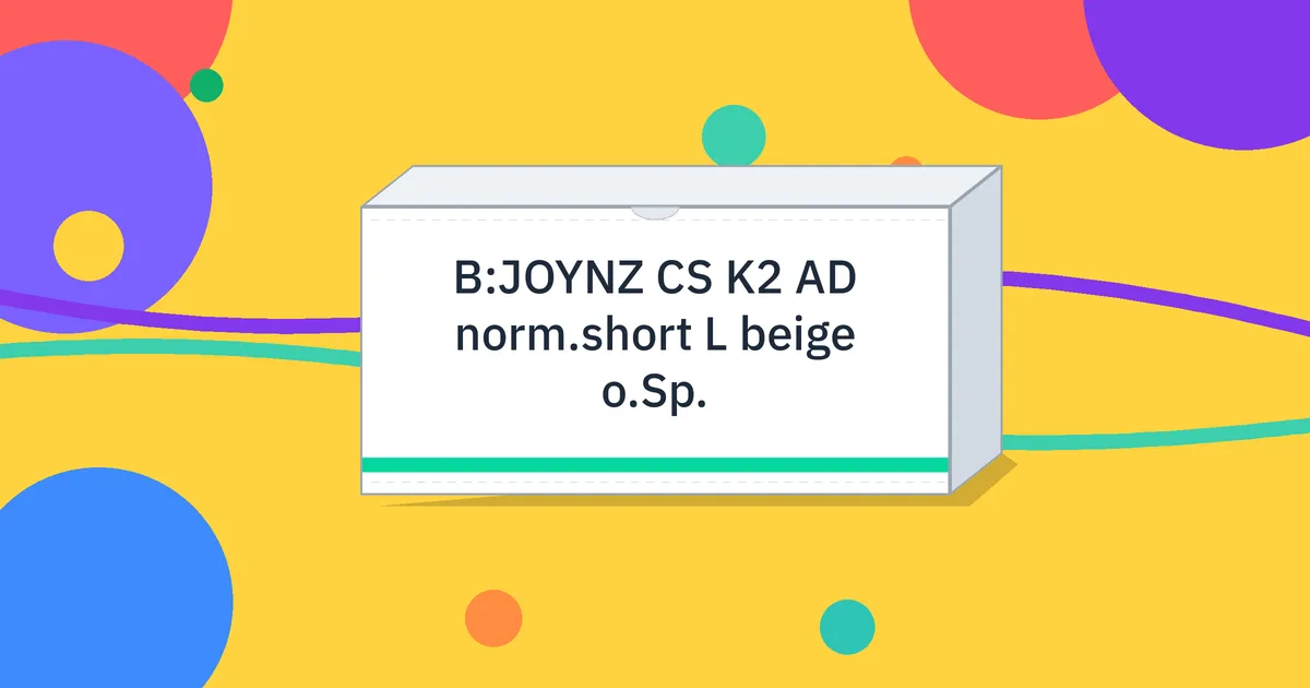 Symbolbild: Packung mit der Aufschrift B:JOYNZ CS K2 AD norm.short L beige o.Sp. (PZN 20525615) – Verfügbarkeit und Bezug in Apotheken in Frankfurt am Main