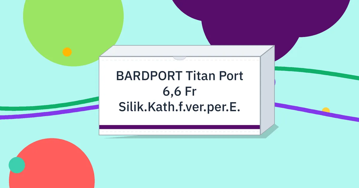 Symbolbild: Packung mit der Aufschrift BARDPORT Titan Port 6,6 Fr Silik.Kath.f.ver.per.E. (PZN 02754631) – Verfügbarkeit und Bezug in Apotheken in Frankfurt am Main