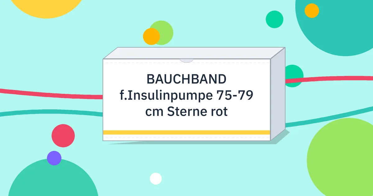 Symbolbild: Packung mit der Aufschrift BAUCHBAND f.Insulinpumpe 75-79 cm Sterne rot (PZN 16510281) – Verfügbarkeit und Bezug in Apotheken in Frankfurt am Main