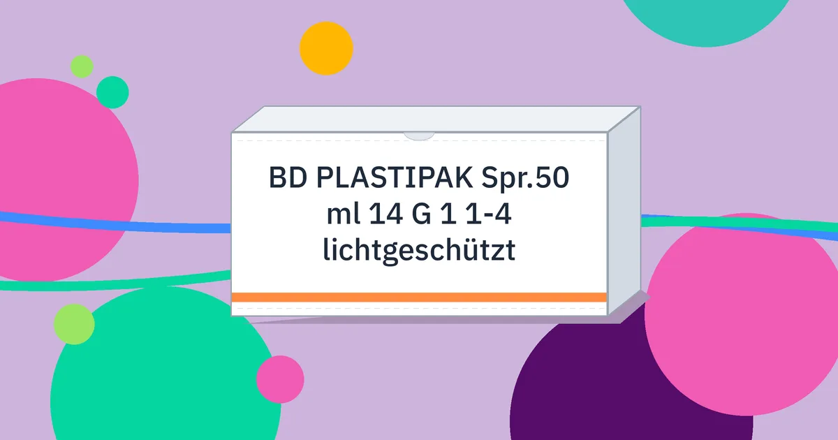 Symbolbild: Packung mit der Aufschrift BD PLASTIPAK Spr.50 ml 14 G 1 1-4 lichtgeschützt (PZN 14352576) – Verfügbarkeit und Bezug in Apotheken in Frankfurt am Main