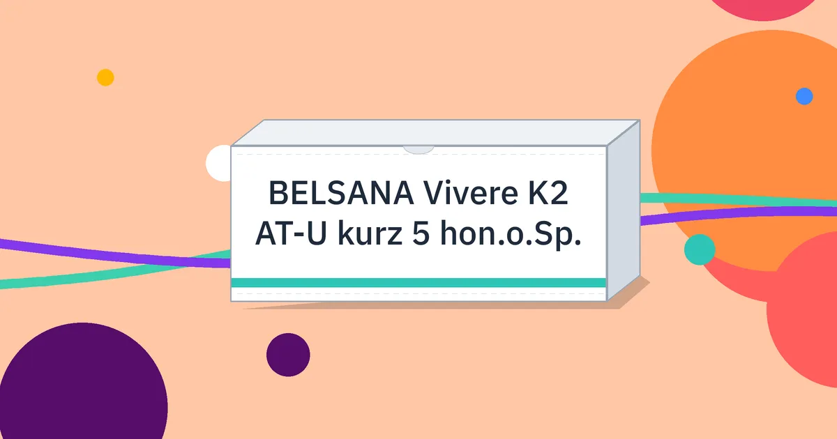 Symbolbild: Packung mit der Aufschrift BELSANA Vivere K2 AT-U kurz 5 hon.o.Sp. (PZN 08540196) – Verfügbarkeit und Bezug in Apotheken in Frankfurt am Main