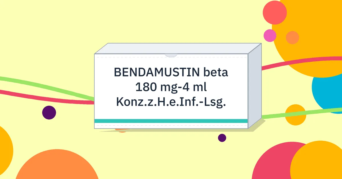 Symbolbild: Packung mit der Aufschrift BENDAMUSTIN beta 180 mg-4 ml Konz.z.H.e.Inf.-Lsg. (PZN 07587089) – Verfügbarkeit und Bezug in Apotheken in Frankfurt am Main