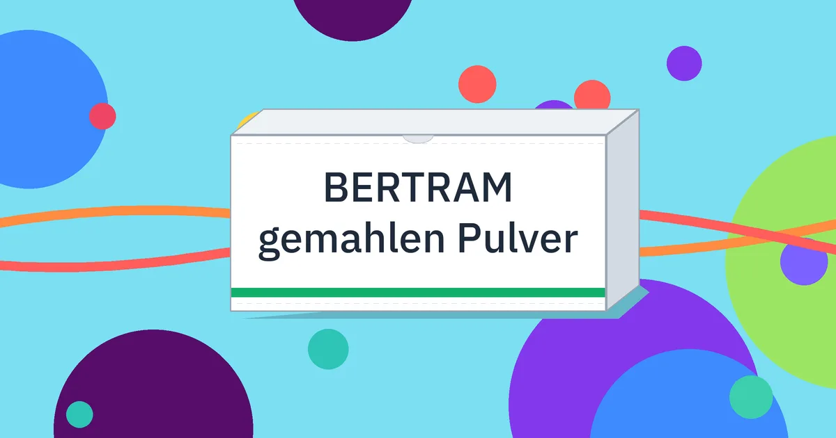 Symbolbild: Packung mit der Aufschrift BERTRAM gemahlen Pulver (PZN 16325046) – Verfügbarkeit und Bezug in Apotheken in Frankfurt am Main
