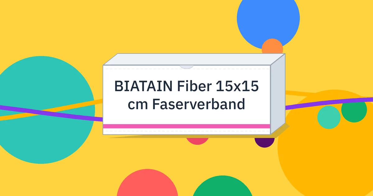 Symbolbild: Packung mit der Aufschrift BIATAIN Fiber 15x15 cm Faserverband (PZN 15628595) – Verfügbarkeit und Bezug in Apotheken in Frankfurt am Main