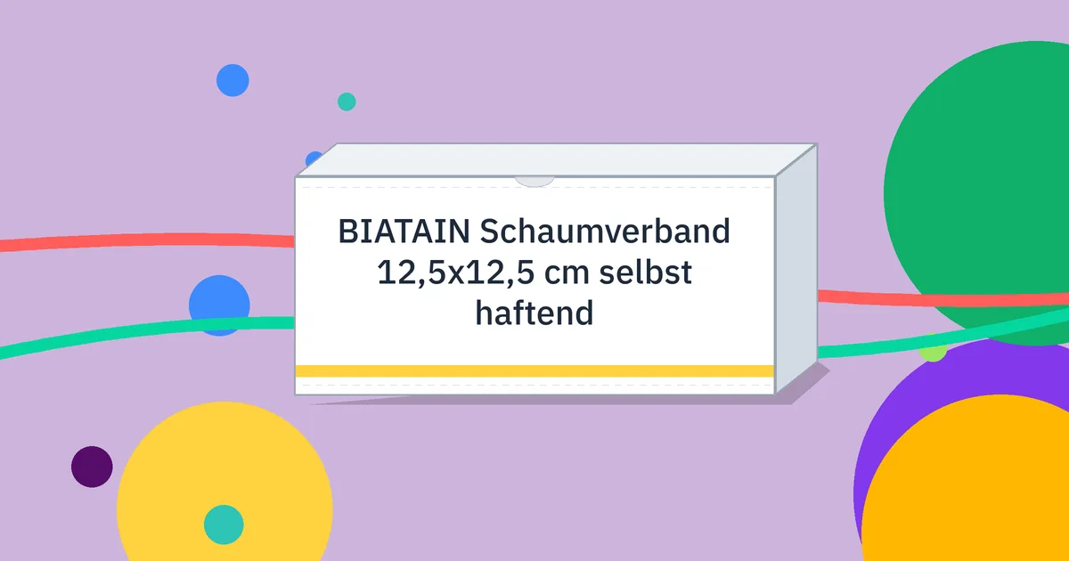 Symbolbild: Packung mit der Aufschrift BIATAIN Schaumverband 12,5x12,5 cm selbst haftend (PZN 19698948) – Verfügbarkeit und Bezug in Apotheken in Frankfurt am Main