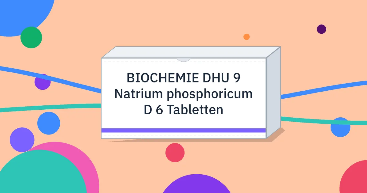 Symbolbild: Packung mit der Aufschrift BIOCHEMIE DHU 9 Natrium phosphoricum D 6 Tabletten (PZN 02580823) – Verfügbarkeit und Bezug in Apotheken in Frankfurt am Main