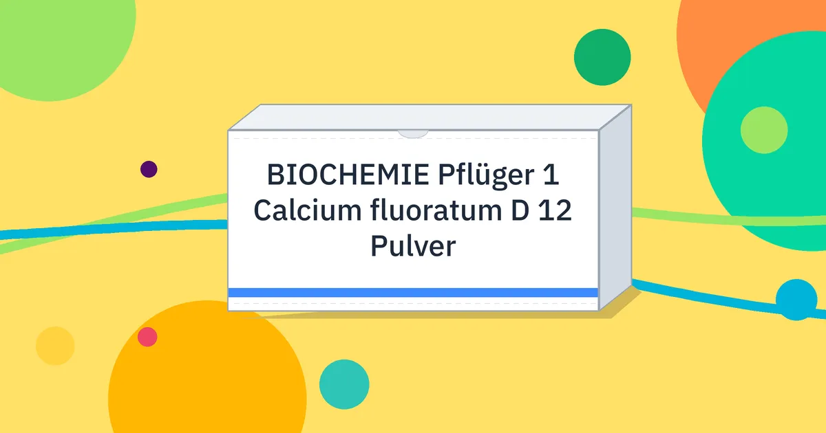 Symbolbild: Packung mit der Aufschrift BIOCHEMIE Pflüger 1 Calcium fluoratum D 12 Pulver (PZN 16522427) – Verfügbarkeit und Bezug in Apotheken in Frankfurt am Main