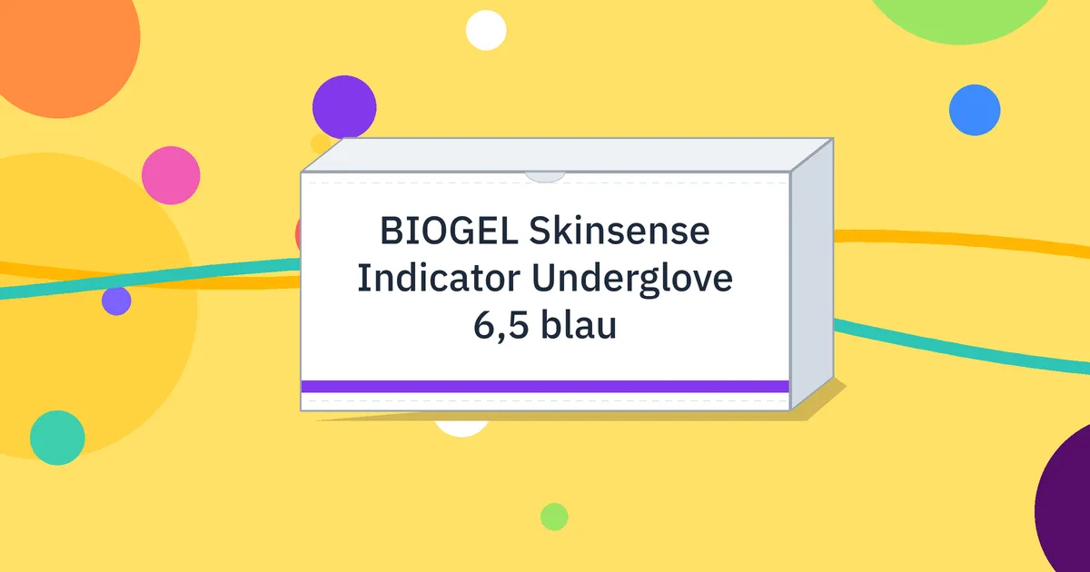 Symbolbild: Packung mit der Aufschrift BIOGEL Skinsense Indicator Underglove 6,5 blau (PZN 04702325) – Verfügbarkeit und Bezug in Apotheken in Frankfurt am Main