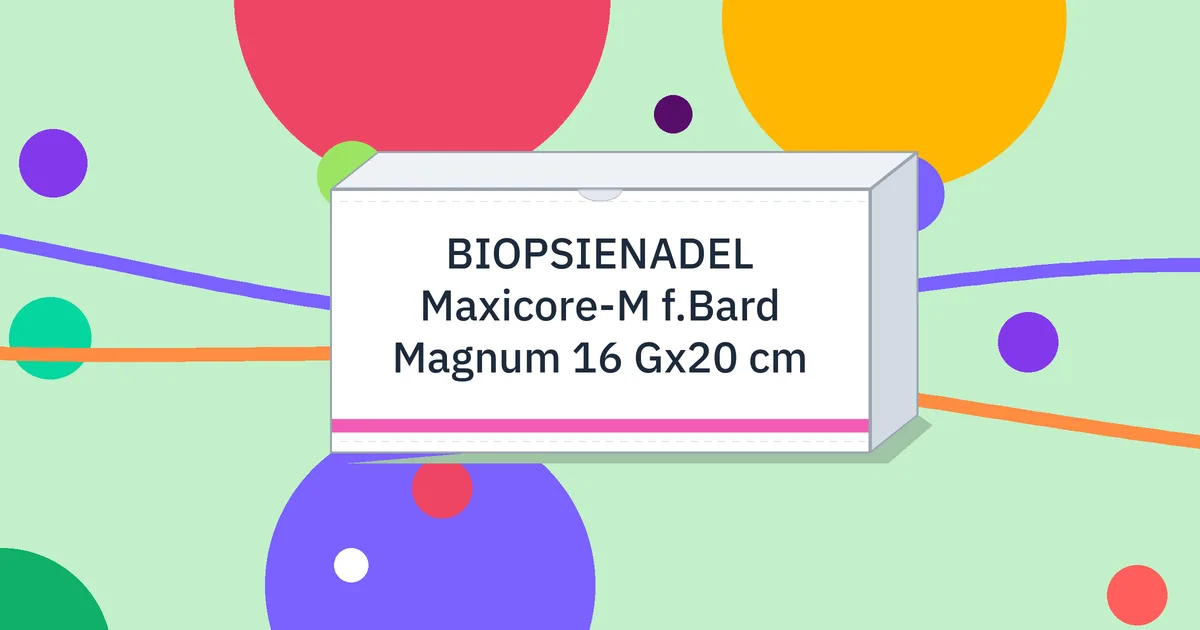 Symbolbild: Packung mit der Aufschrift BIOPSIENADEL Maxicore-M f.Bard Magnum 16 Gx20 cm (PZN 18811822) – Verfügbarkeit und Bezug in Apotheken in Frankfurt am Main
