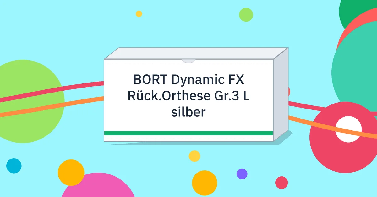 Symbolbild: Packung mit der Aufschrift BORT Dynamic FX Rück.Orthese Gr.3 L silber (PZN 07669485) – Verfügbarkeit und Bezug in Apotheken in Frankfurt am Main