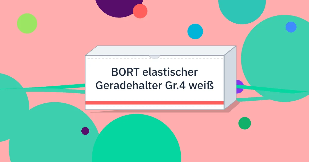 Symbolbild: Packung mit der Aufschrift BORT elastischer Geradehalter Gr.4 weiß (PZN 10995283) – Verfügbarkeit und Bezug in Apotheken in Frankfurt am Main