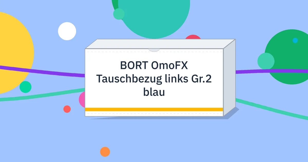 Symbolbild: Packung mit der Aufschrift BORT OmoFX Tauschbezug links Gr.2 blau (PZN 04806970) – Verfügbarkeit und Bezug in Apotheken in Frankfurt am Main